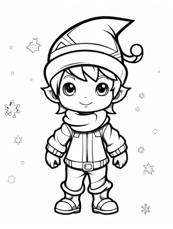 Christmas Elf Coloring Pages | Hue Therapy