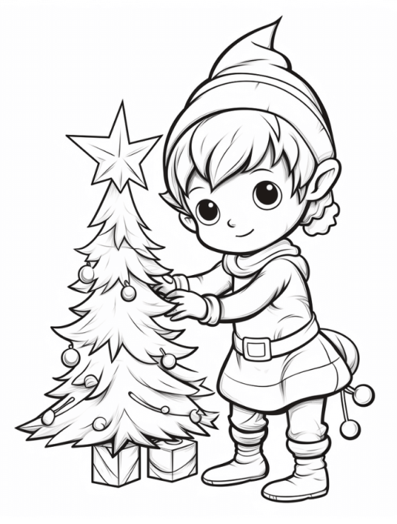 Christmas Elf Coloring Pages | Hue Therapy