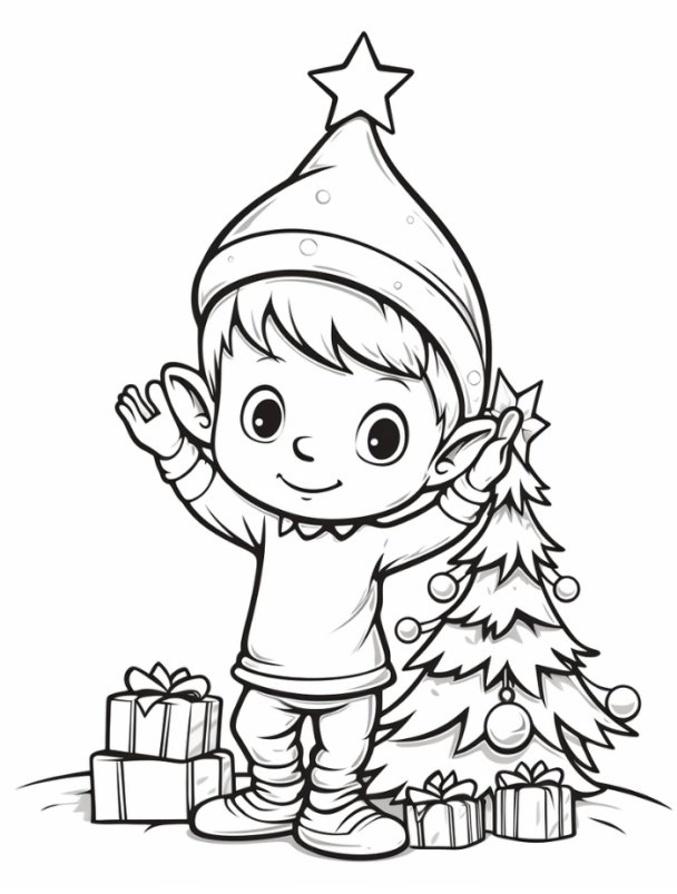 Christmas Elf Coloring Pages | Hue Therapy