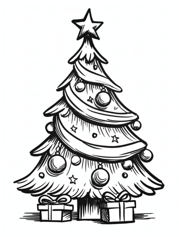 Christmas Tree Coloring Pages | Hue Therapy