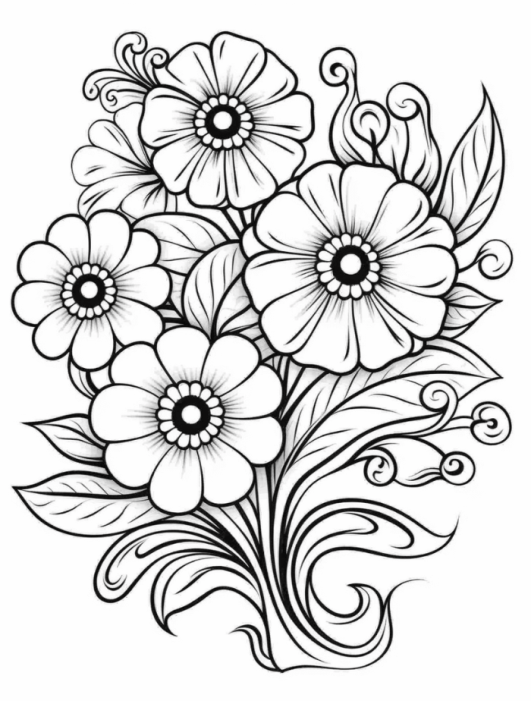 Flower Coloring Pages | Hue Therapy