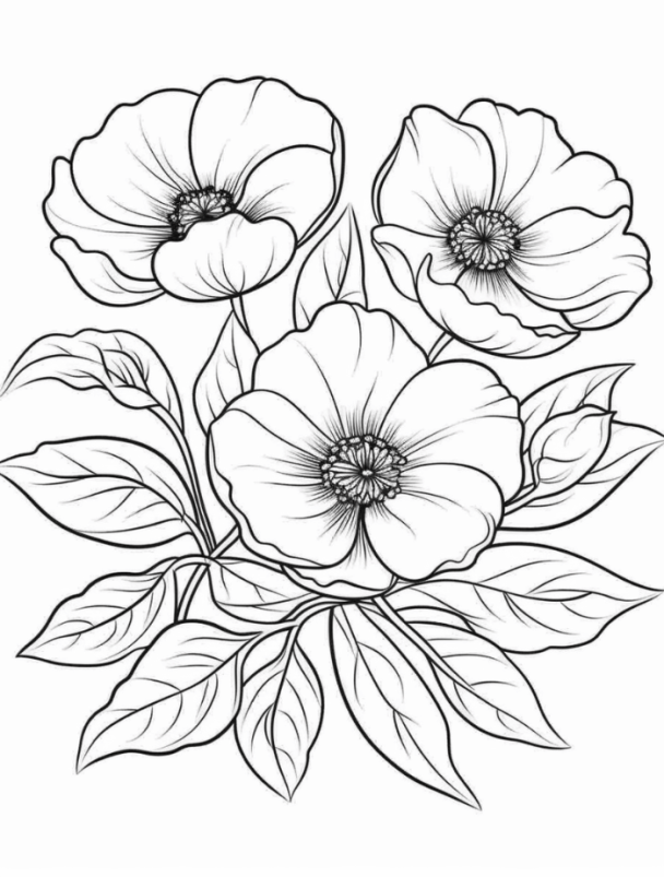 Flower Coloring Pages | Hue Therapy