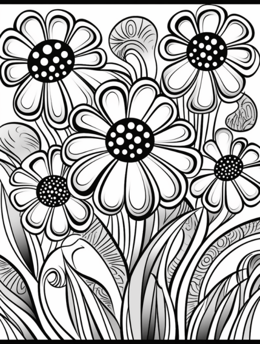 Flower Coloring Pages | Hue Therapy