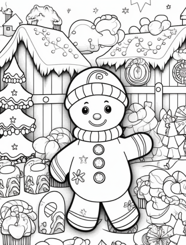 Christmas Gingerbread Coloring Pages | Hue Therapy