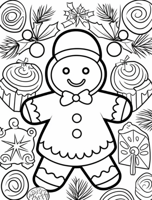 Christmas Gingerbread Coloring Pages | Hue Therapy